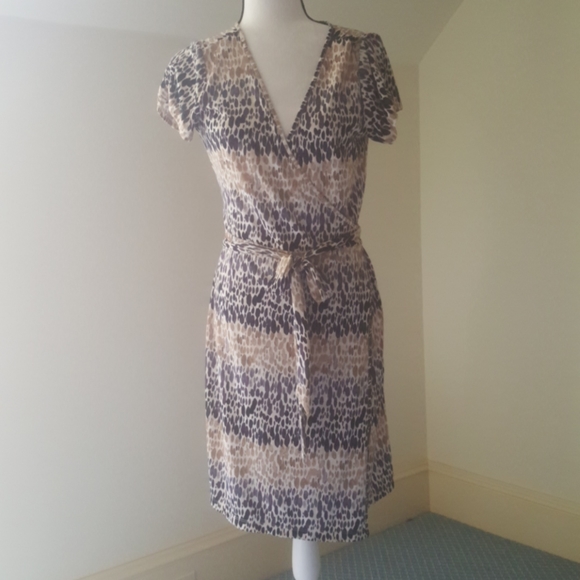 LOFT | Dresses | Loft Animal Print Wrap Dress Sz Medium | Poshmark